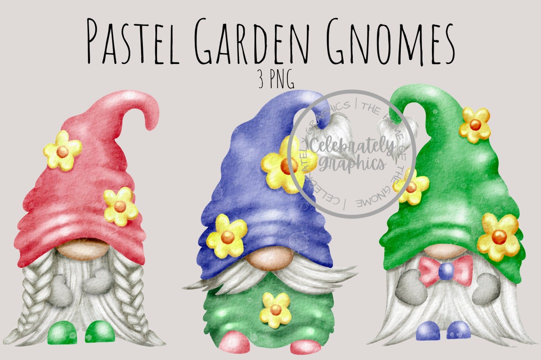 Pastel Garden Gnome Clipart PNG Hand Drawn Watercolor Gnome - Etsy UK