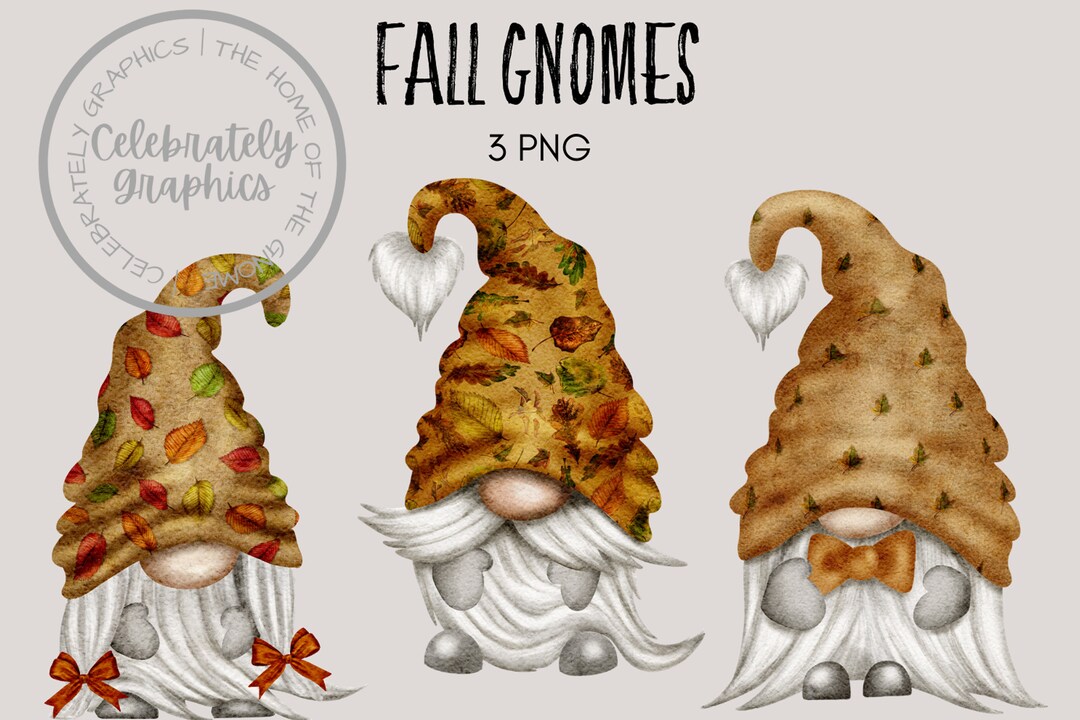 Fall Gnome Clipart PNG, Hand Drawn Watercolor Autumn Gnome Clipart ...
