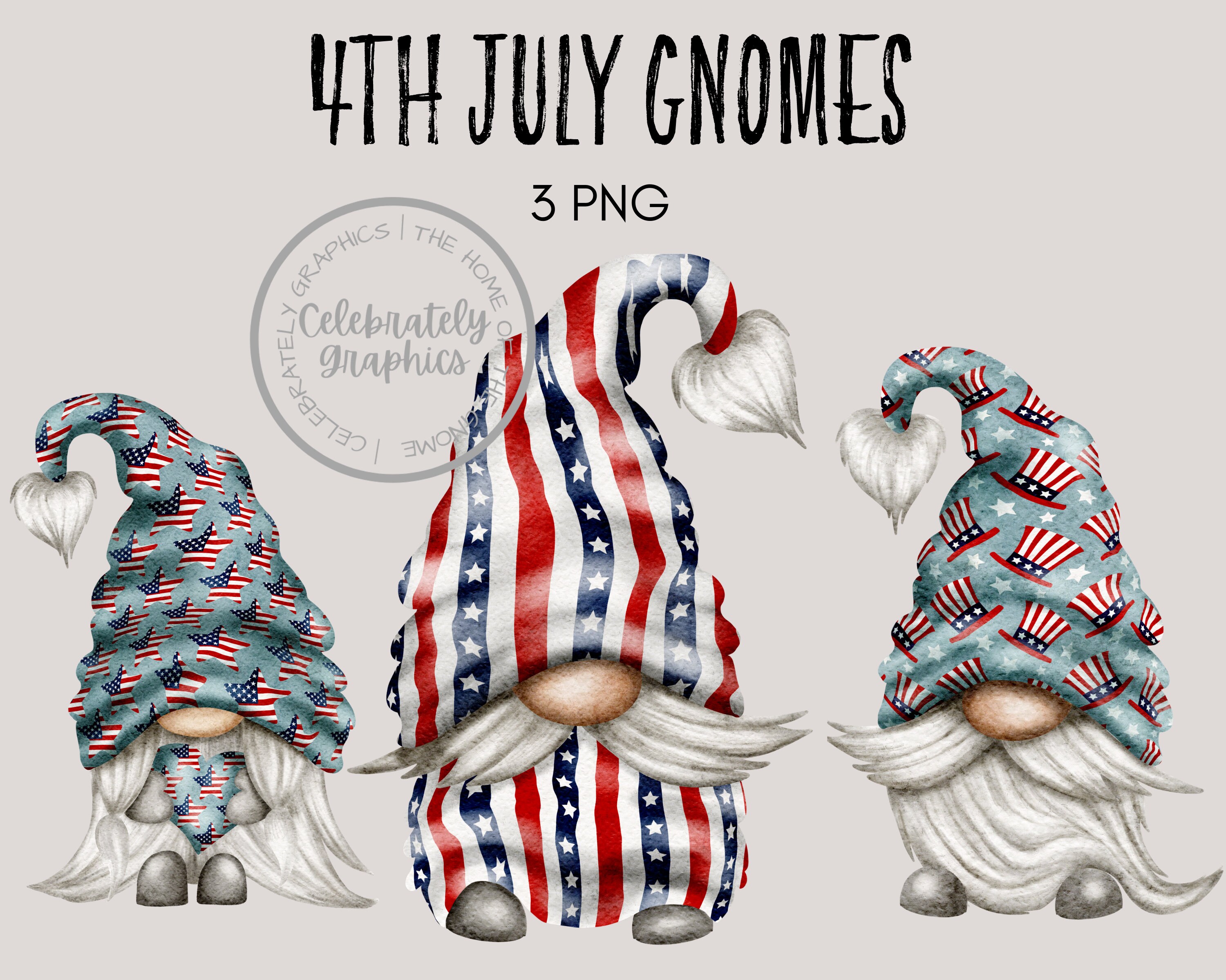 Patriotic Gnome Clipart 4th July Gnome Independence Day | Etsy