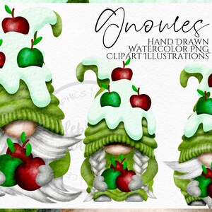 Apple Gnome Clipart, Watercolour Hand Drawn Clipart Instant Download ...