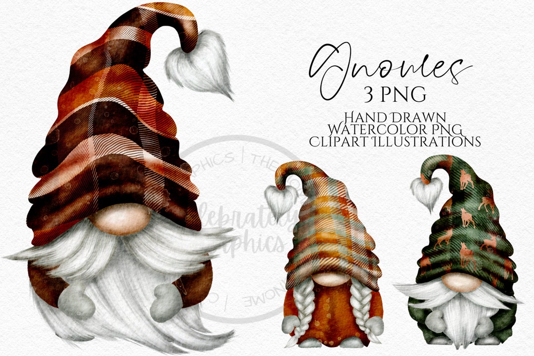 Autumn Gnomes, Fall Gnomes Hand Drawn Watercolor Gnome Clipart PNG ...