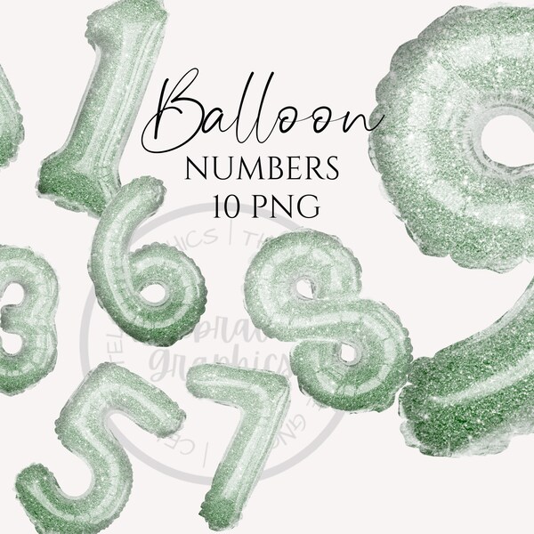 Green Glitter Numbers - Etsy