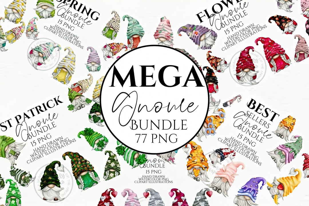 Mega Gnomes Clipart Bundle 75 Gnomes Hand Drawn Watercolor Instant ...