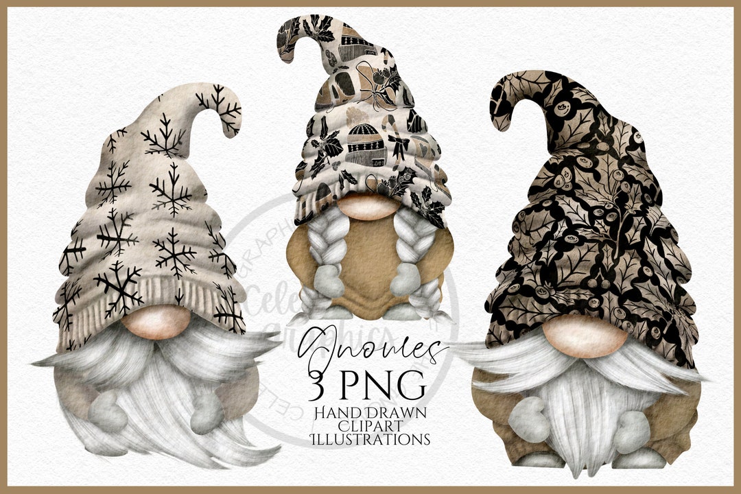 Christmas Gnomes Clipart PNG Festive Gnomes Png Hand Drawn Gonks Clip ...