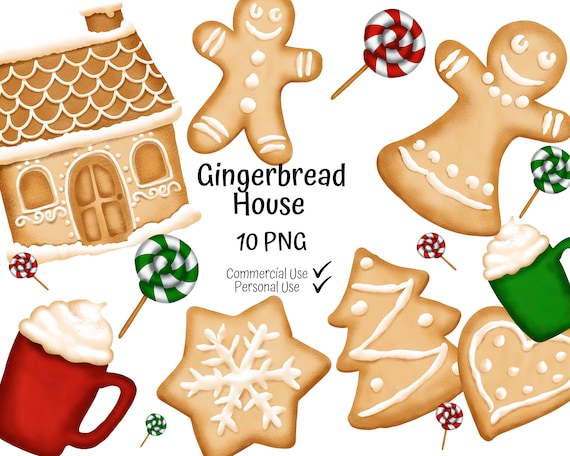 Gingerbread House Digital Clipart Gingerbread Cookie | Etsy