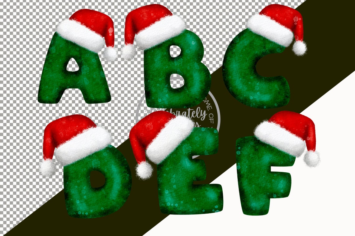 Christmas Hat Alphabet and Numbers Clipart Christmas Alphabet | Etsy