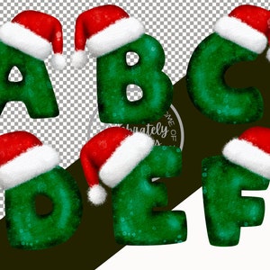 Christmas Hat Alphabet and Numbers Clipart Christmas Alphabet PNG Hand ...