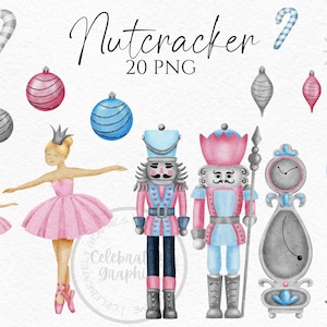 Pink Nutcracker Clip Art, Christmas Watercolor Holiday Clipart Ballet ...