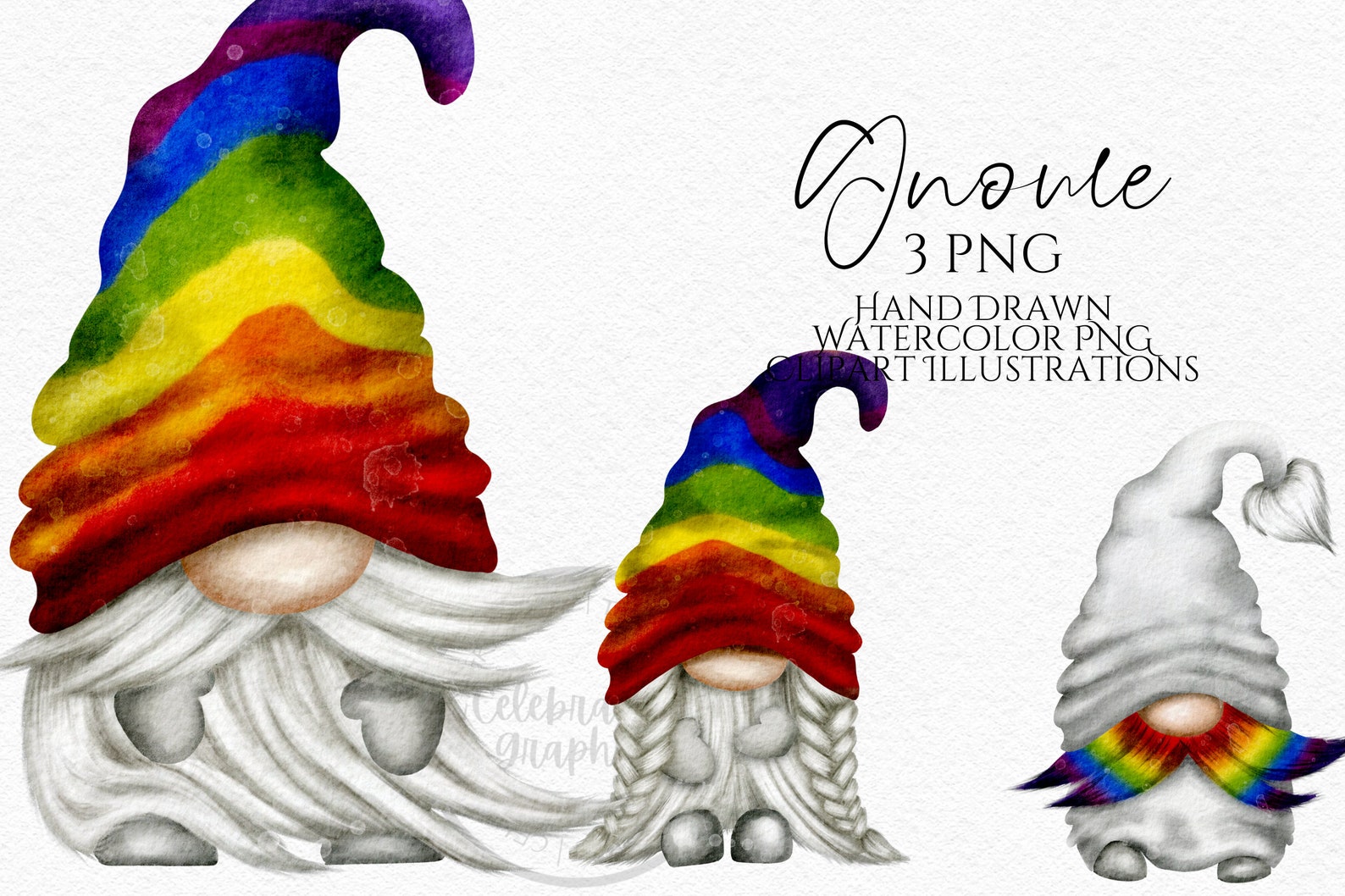 Rainbow Gnome Clipart PNG Bundle Rainbow Gonk Hand Drawn - Etsy UK