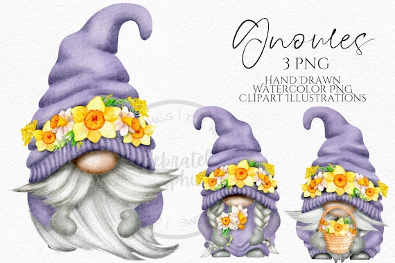 Daffodil Gnome Clipart PNG Bundle Easter Gonk Hand Drawn - Etsy