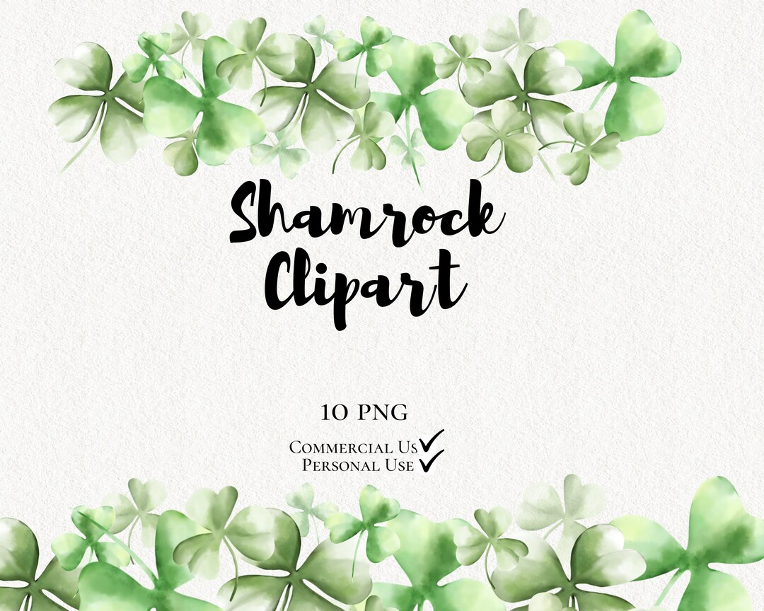 St Patrick's Day Clipart Watercolor Shamrock Graphics 4 Leaf Clover ...