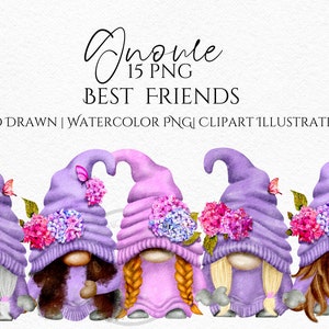 Best Friends Gnomes, Sisters Gnome, Best Friend's Gonks Hand Drawn ...