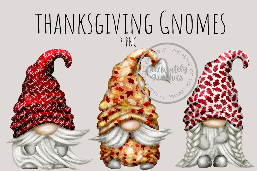 Thanksgiving Gnomes Hand Drawn Watercolor Gnome Clipart, Digital ...