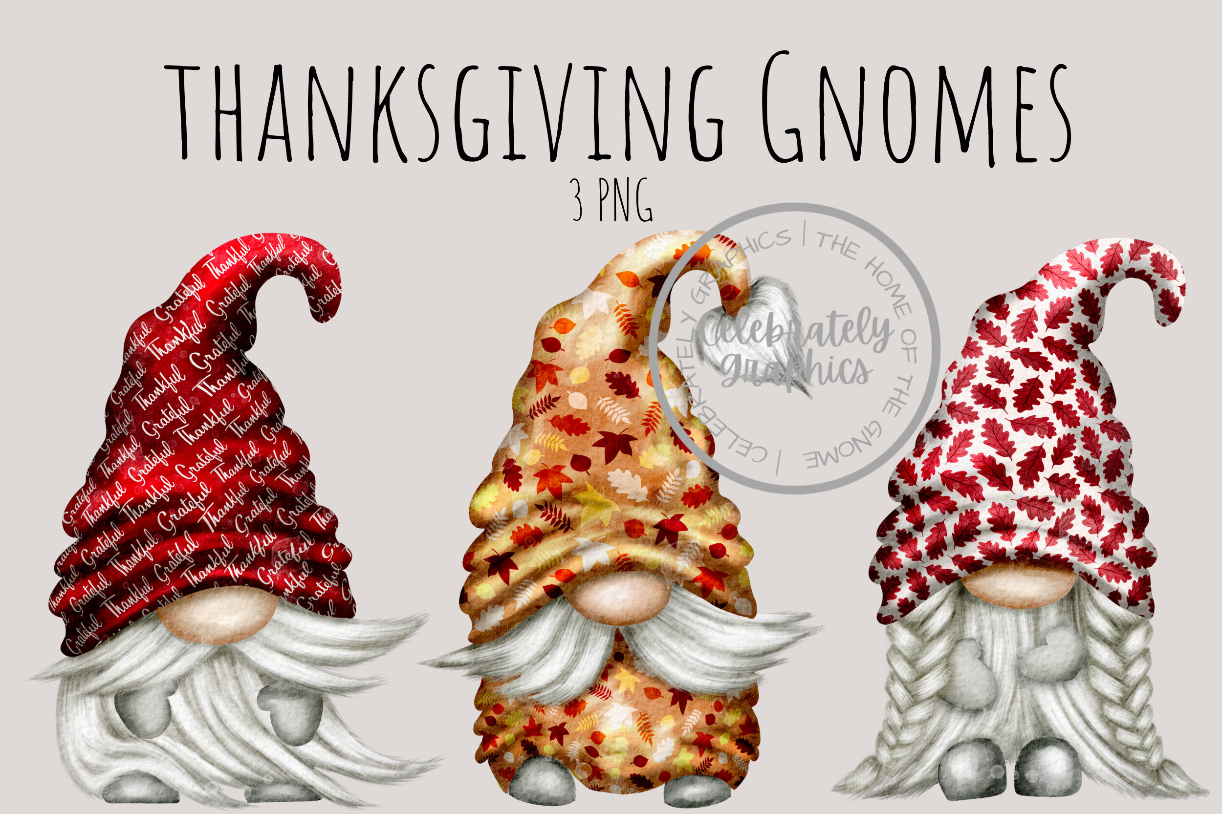 Thanksgiving Gnomes Hand Drawn Watercolor Gnome Clipart | Etsy