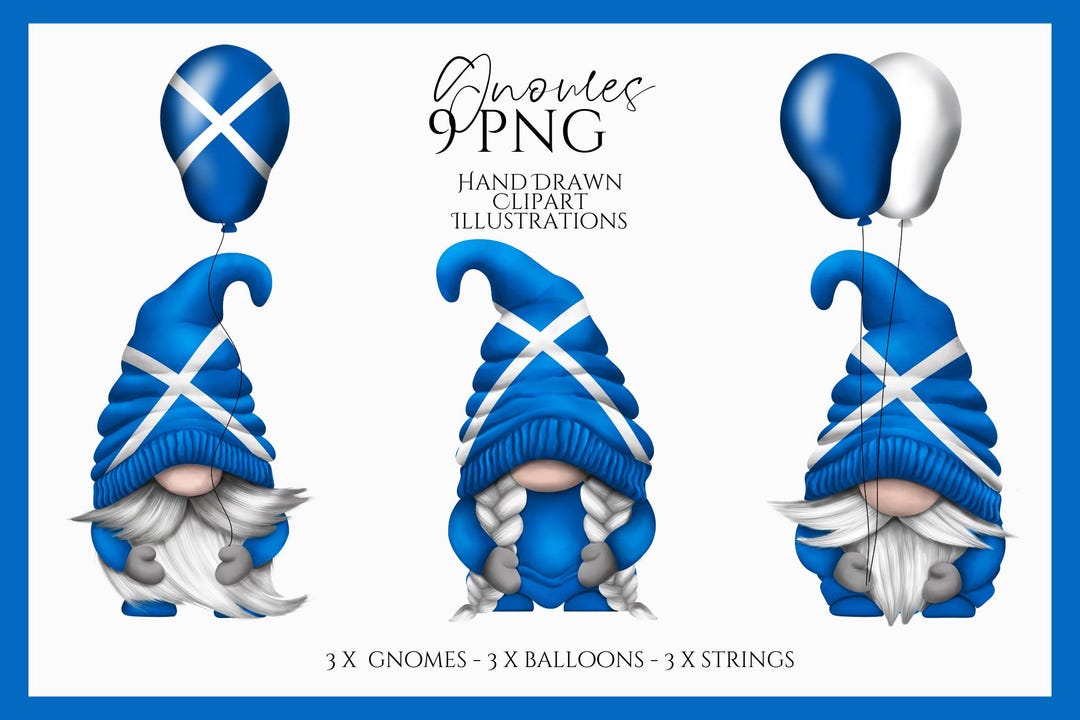 Scotland Gnome, Scottish Patriotic Hand Drawn Watercolor Gonk Clipart ...