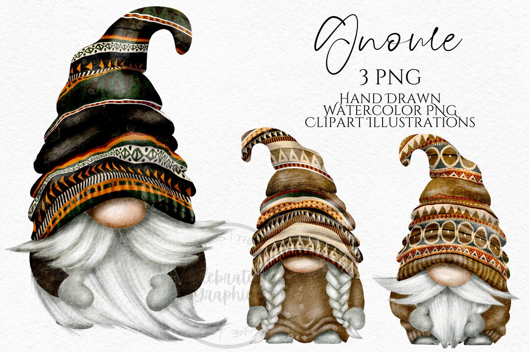 Boho Tribal Gnome Clipart PNG Bundle Boho Gonk Hand Drawn Watercolor ...