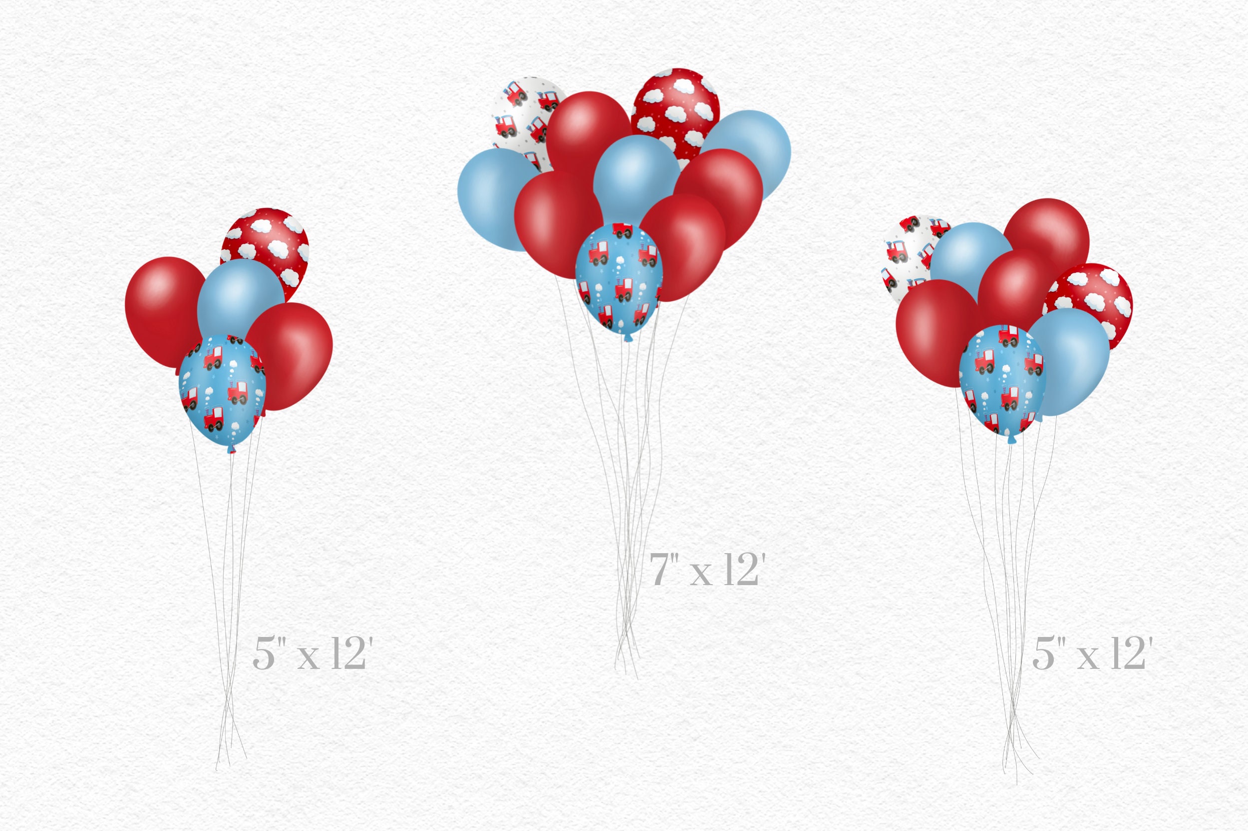 Train Balloon Clipart Blue Red Train Pattern Bunches Instant - Etsy