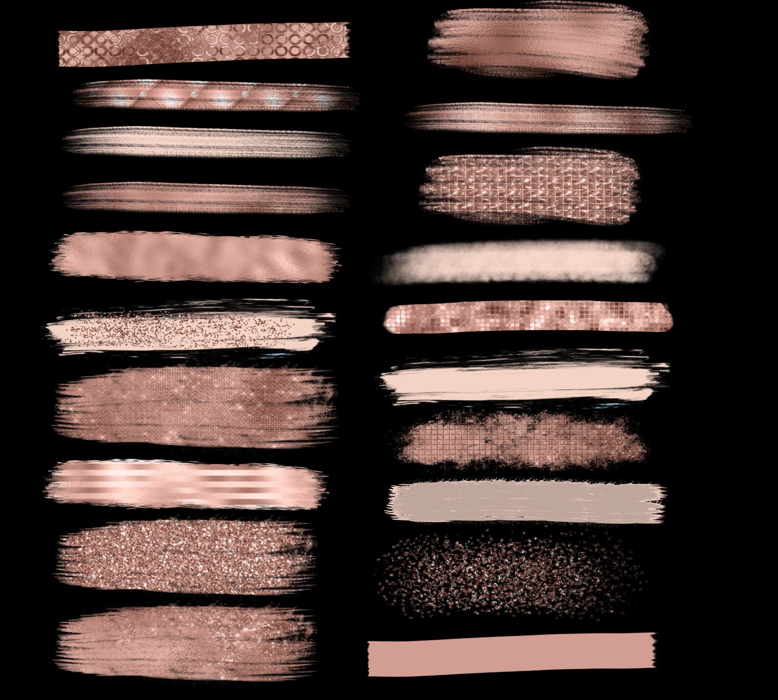 Brush Strokes Clipart With Rose Gold Glitter PNG Paint Stroke | Etsy