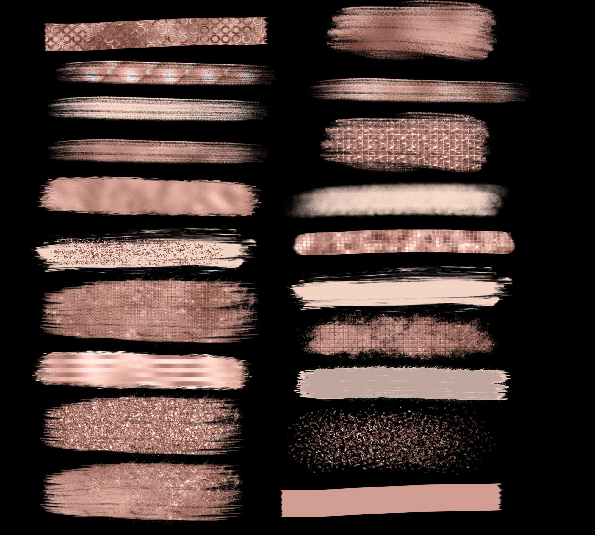 Brush Strokes Clipart With Rose Gold Glitter PNG Paint Stroke | Etsy