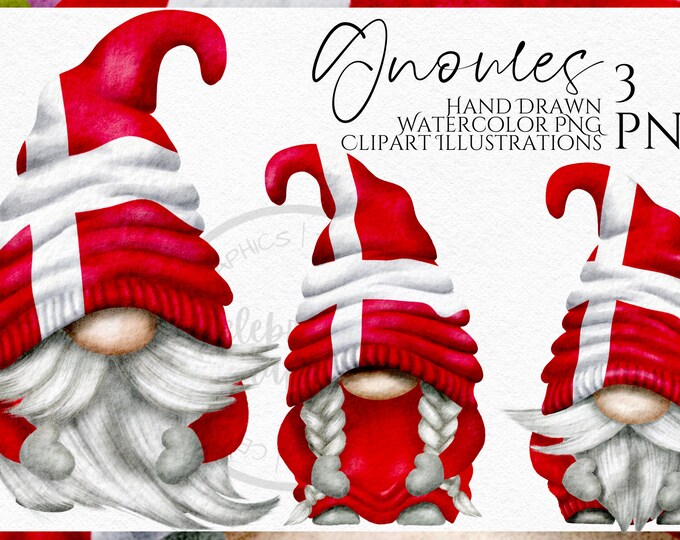 Danish Gnomes Clipart Set | Watercolor Cute Danish Nomes Collection ...