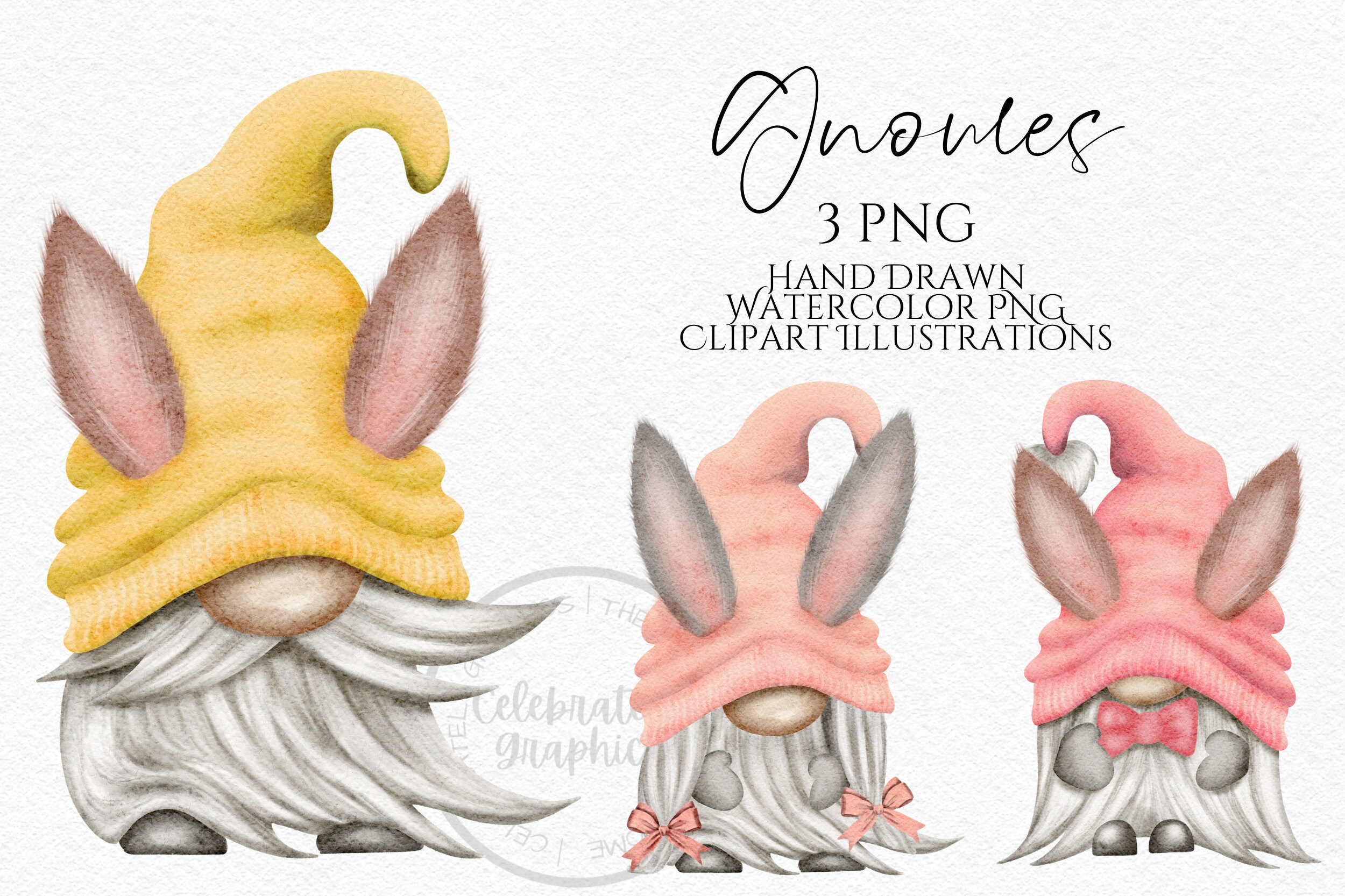 Easter Bunny Gnome Clipart PNG Hand Drawn Watercolour Gnome - Etsy