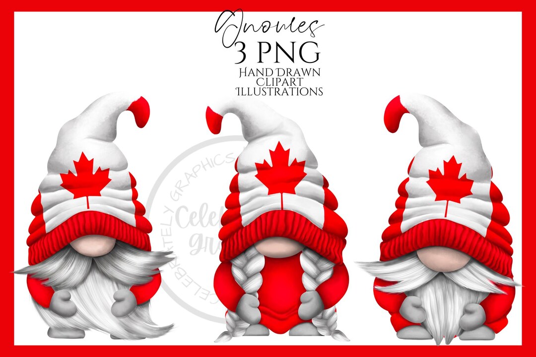 Canada Flag Gnome Clipart PNG, Hand Drawn Watercolor Canadian Patriotic ...