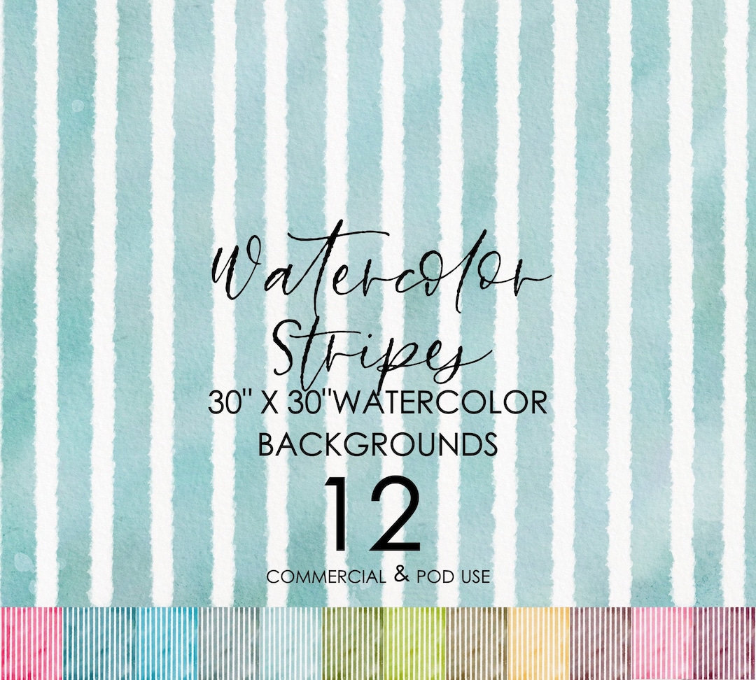 Commercial Use Watercolor Digital Paper Watercolor Stripe Papers 12 ...