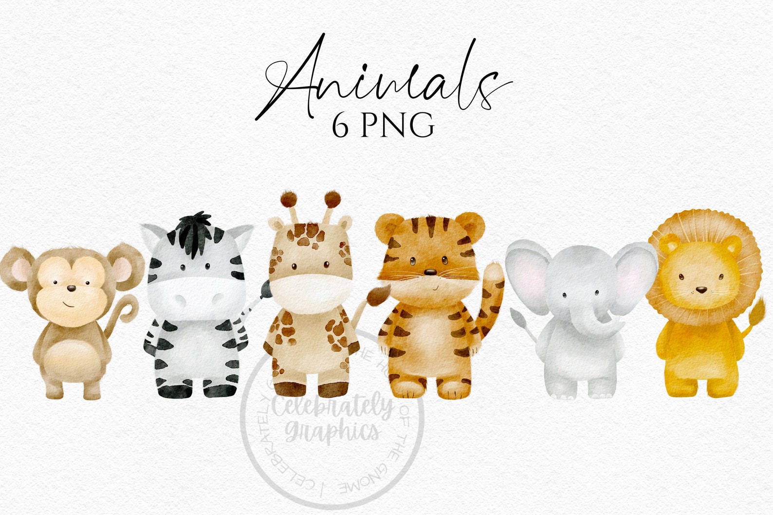 Jungle Party Clipart Zebra Giraffe Elephant Lion Monkey Hand - Etsy