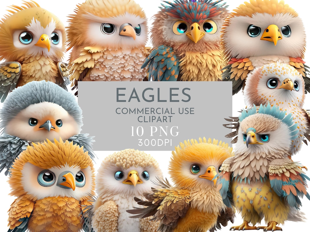 Cute Eagle Clipart PNG, Clipart Pack of 10, Crafts Card Making ...