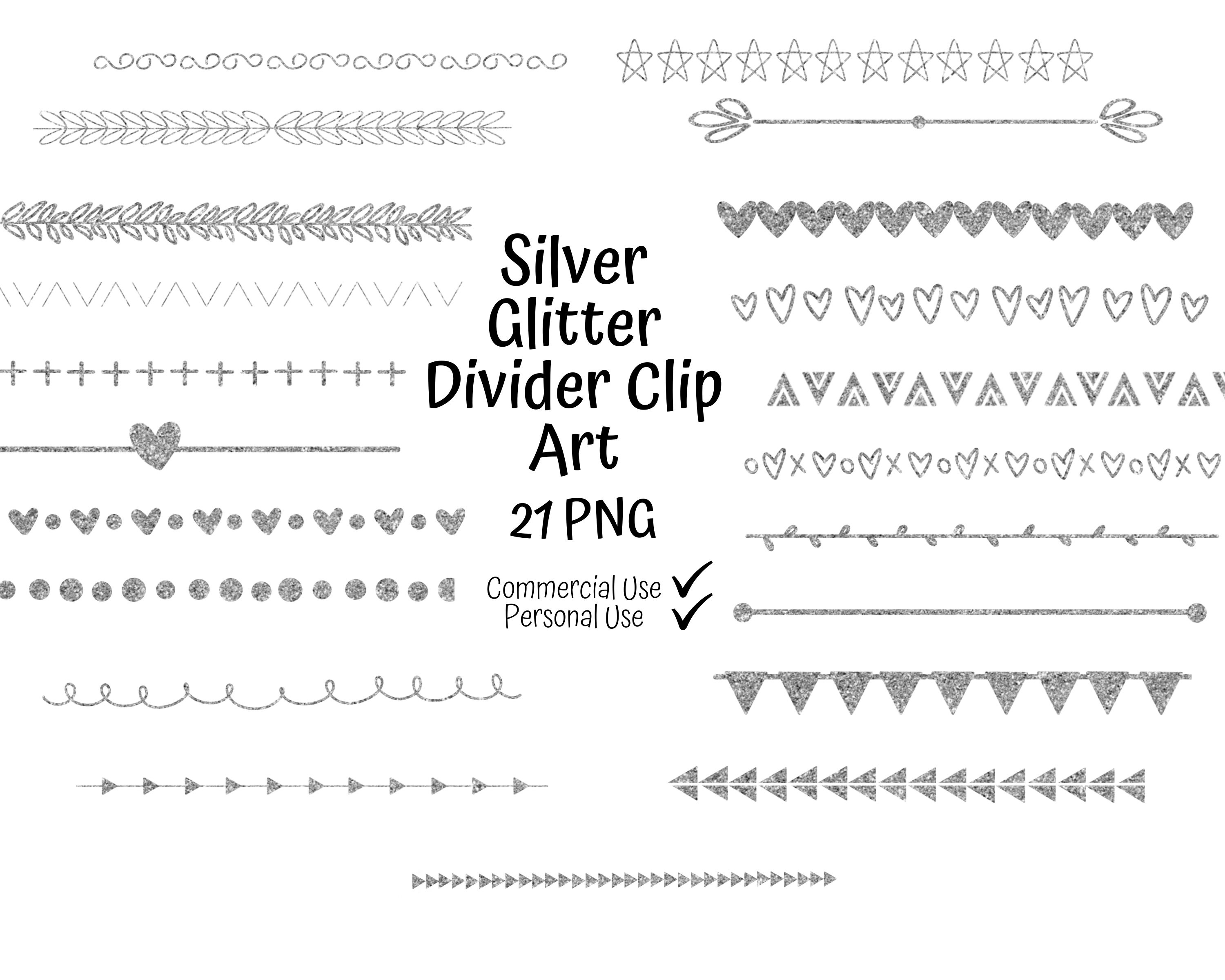 Silver Glitter Dividers Commercial Clipart Silver Dividers | Etsy