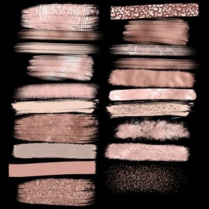 Brush Strokes Clipart With Rose Gold an Glitter PNG Paint Stroke ...