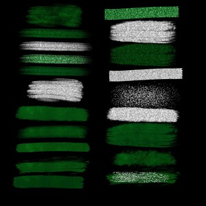 Emerald Green Brush Strokes Clipart With Silver Glitter PNG Paint ...