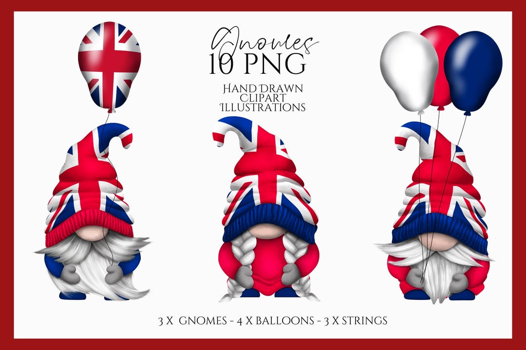 Union Jack Gnome, British Patriotic Hand Drawn Watercolor Gonk Clipart ...