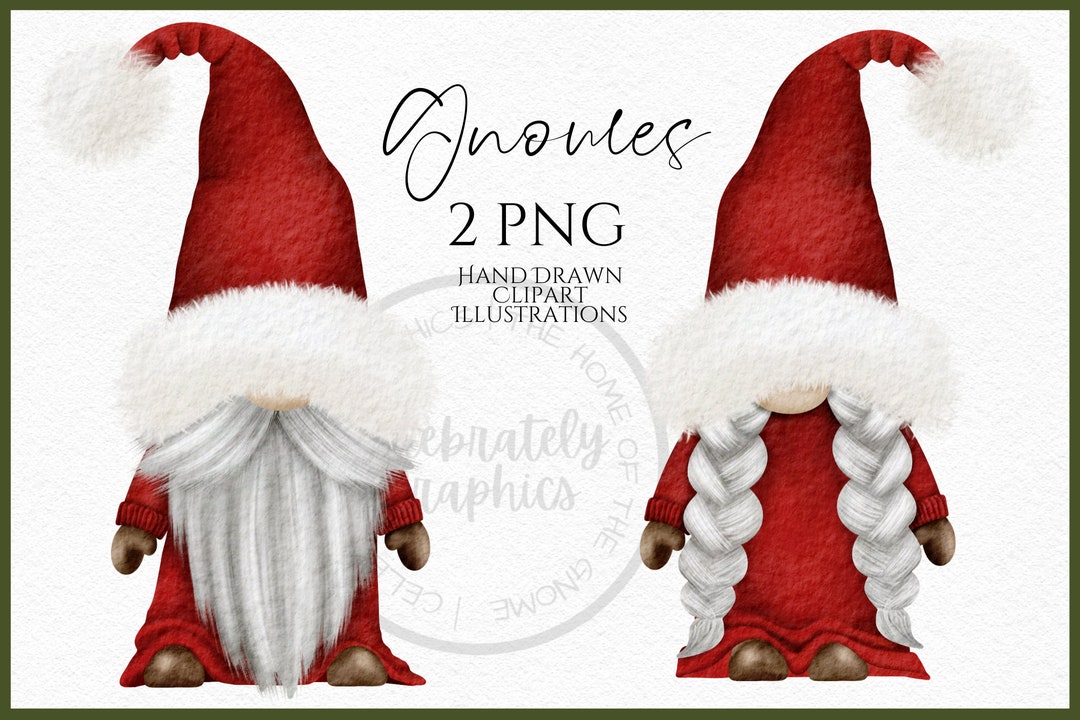 Red Christmas Gnomes Png, Hand Drawn Watercolor Gnome Clipart ...