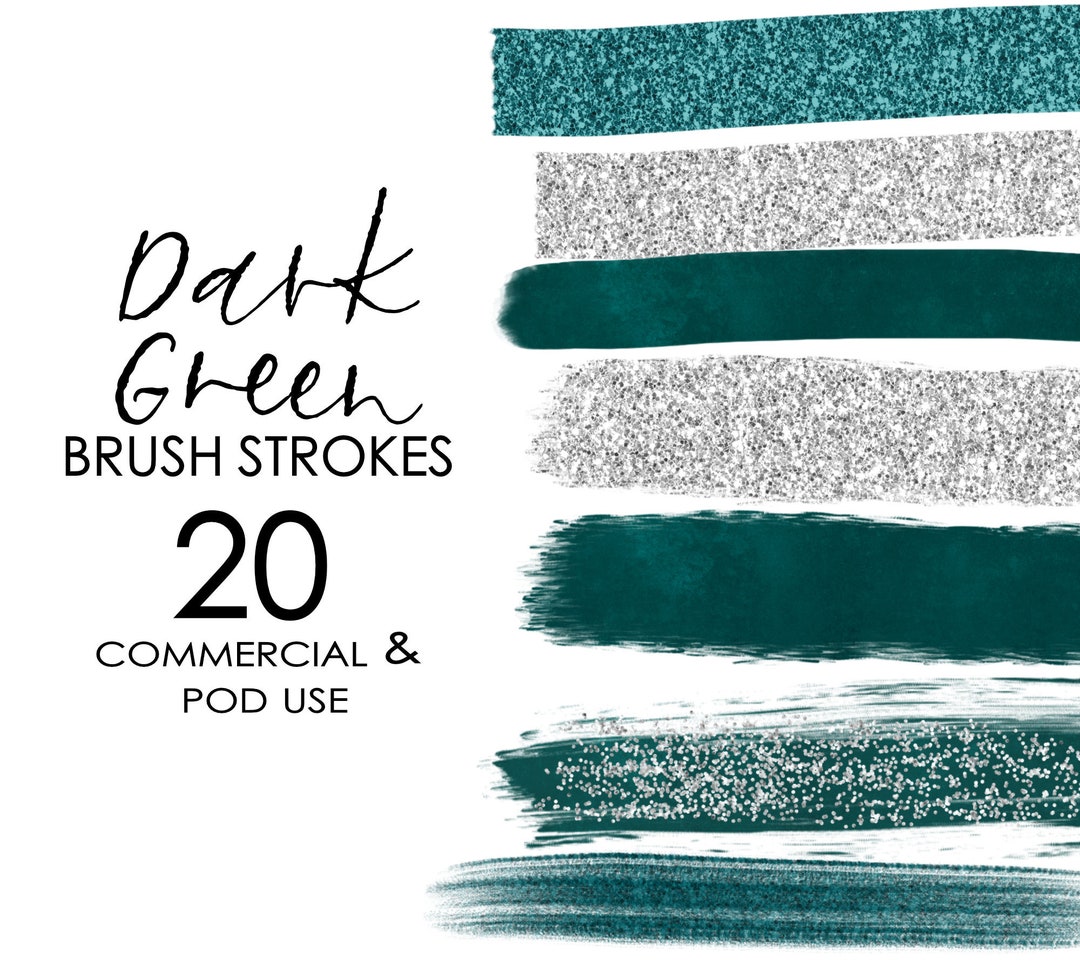 Dark Green Brush Strokes Clipart With Blue Glitter PNG Paint Stroke ...