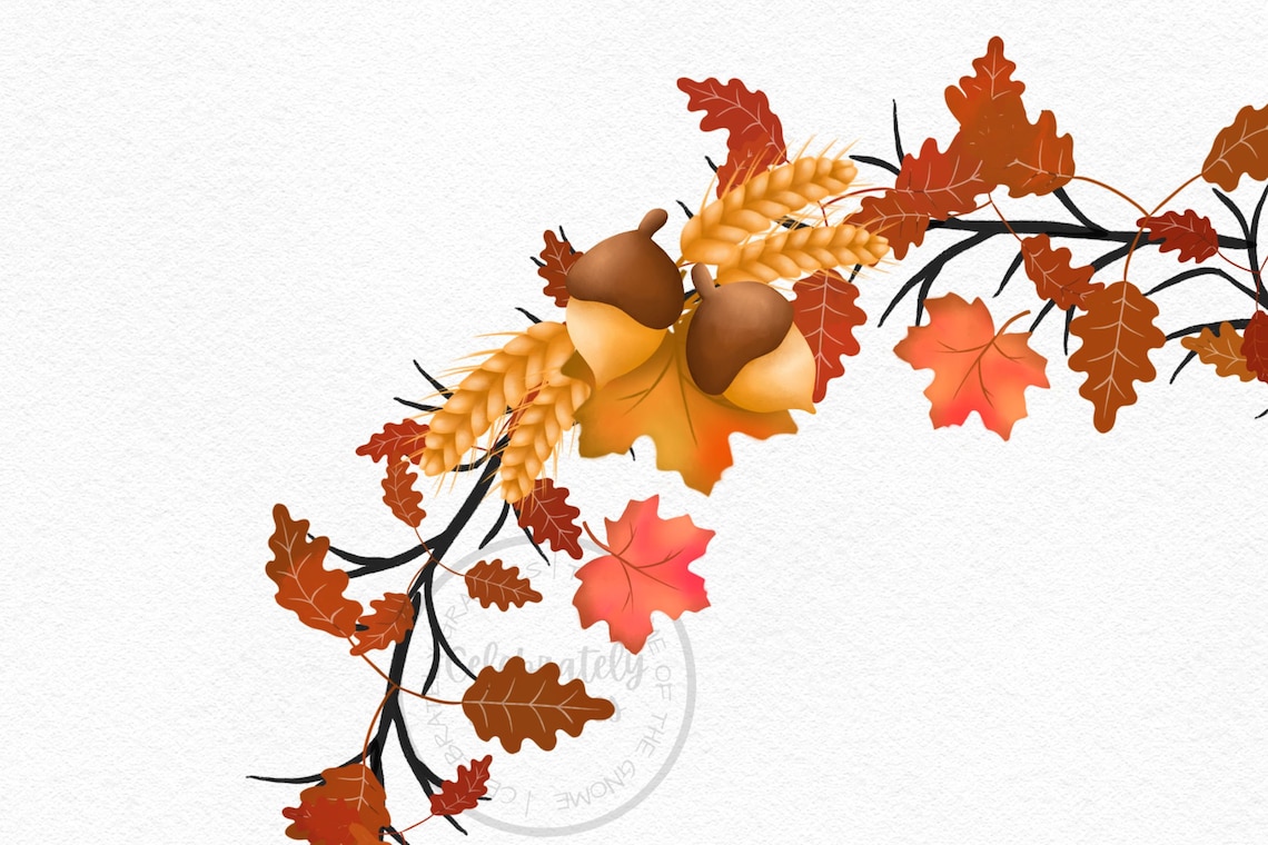 Thanksgiving Wreath Clipart PNG Fall Autumn 1 PNG Hand Drawn - Etsy