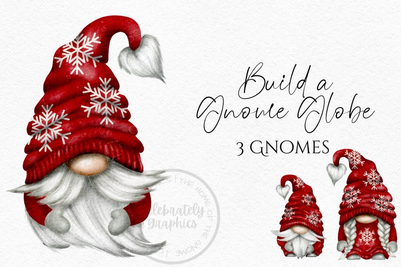 Build A Gnome Globe Clipart PNG Bundle Xmas Gnonk Snow Globe | Etsy UK