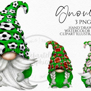 Sports Gnome Clipart Set PNG, Hand Drawn Gnomes With Football, Baseball ...