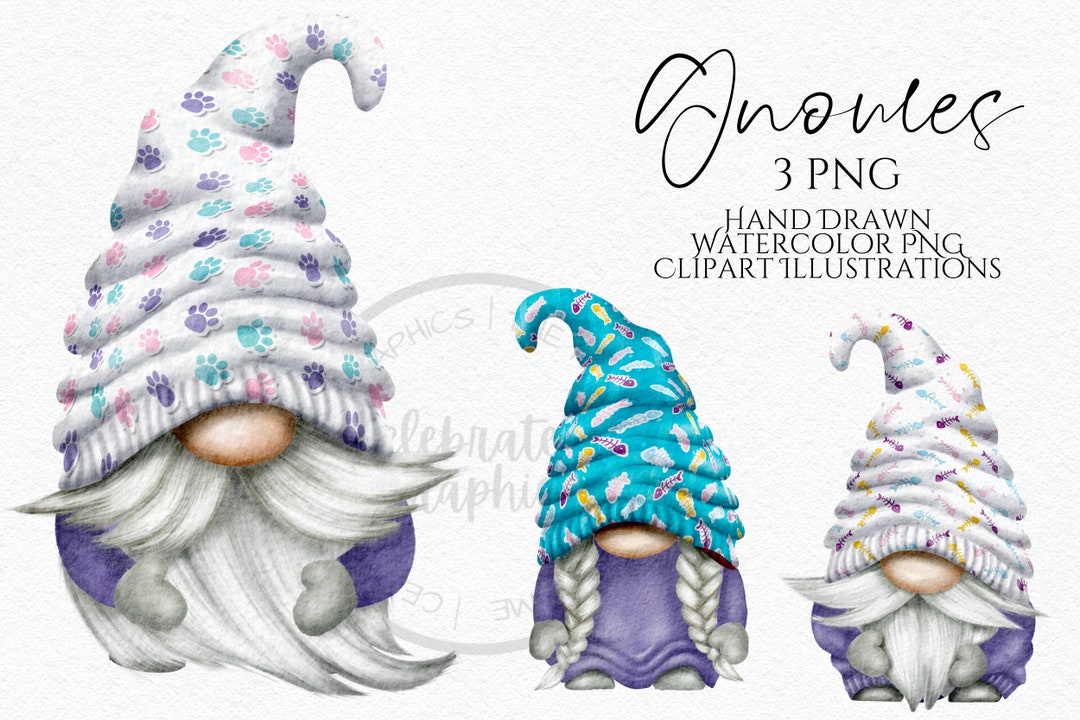 Cat Gnomes Clipart PNG Jubilee Gnomes Cat Gonks Hand Drawn Watercolor ...