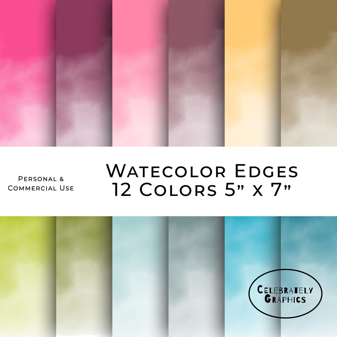 Commercial Use Watercolor Digital Ombre Paper 5"x7" Watercolor 12 ...