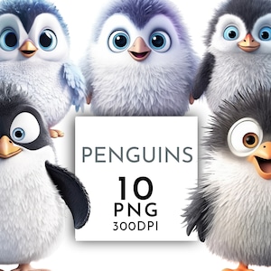 Cute Penguin Clipart PNG, Clipart Pack of 10, Crafts Card Making ...