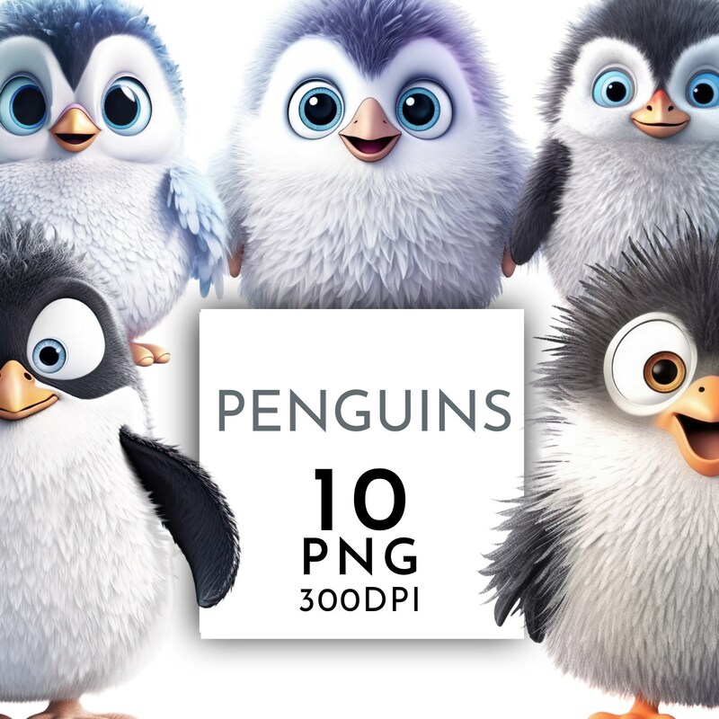 Cute Penguin Clipart - Etsy