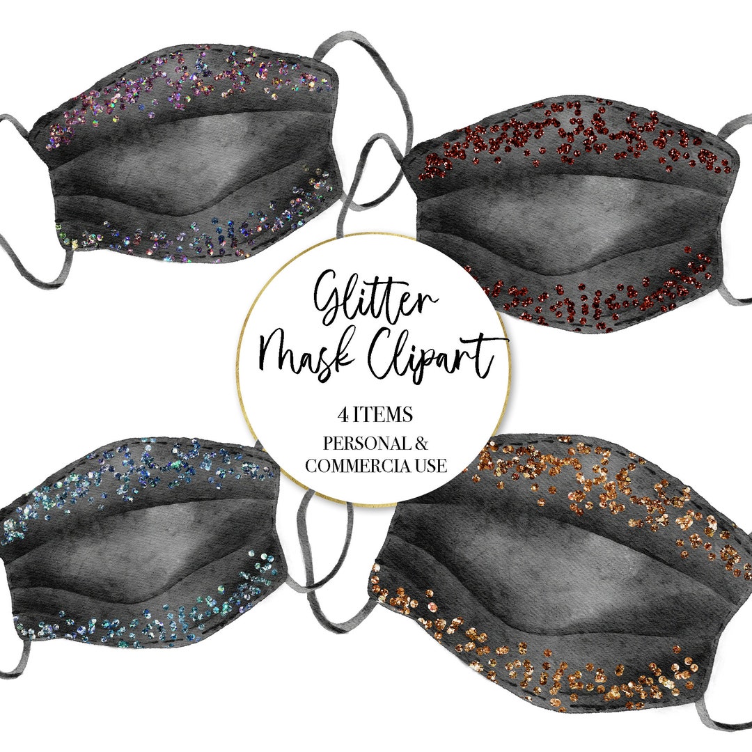 Face Masks Clipart Glitter Christmas Masks Watercolor Party - Etsy