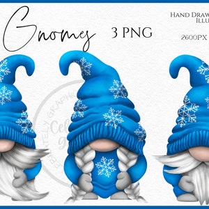 Blue Snowflake Gnomes Png, Hand Drawn Watercolor Gnome Clipart ...