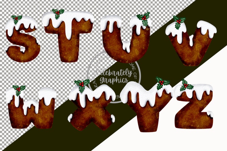 Christmas Pudding Alphabet and Numbers Clipart Christmas | Etsy