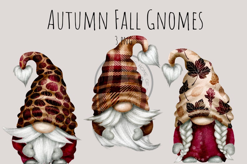 Fall Gnome Clipart PNG Bundle Autumn Gnomes Bundle Hand Drawn - Etsy