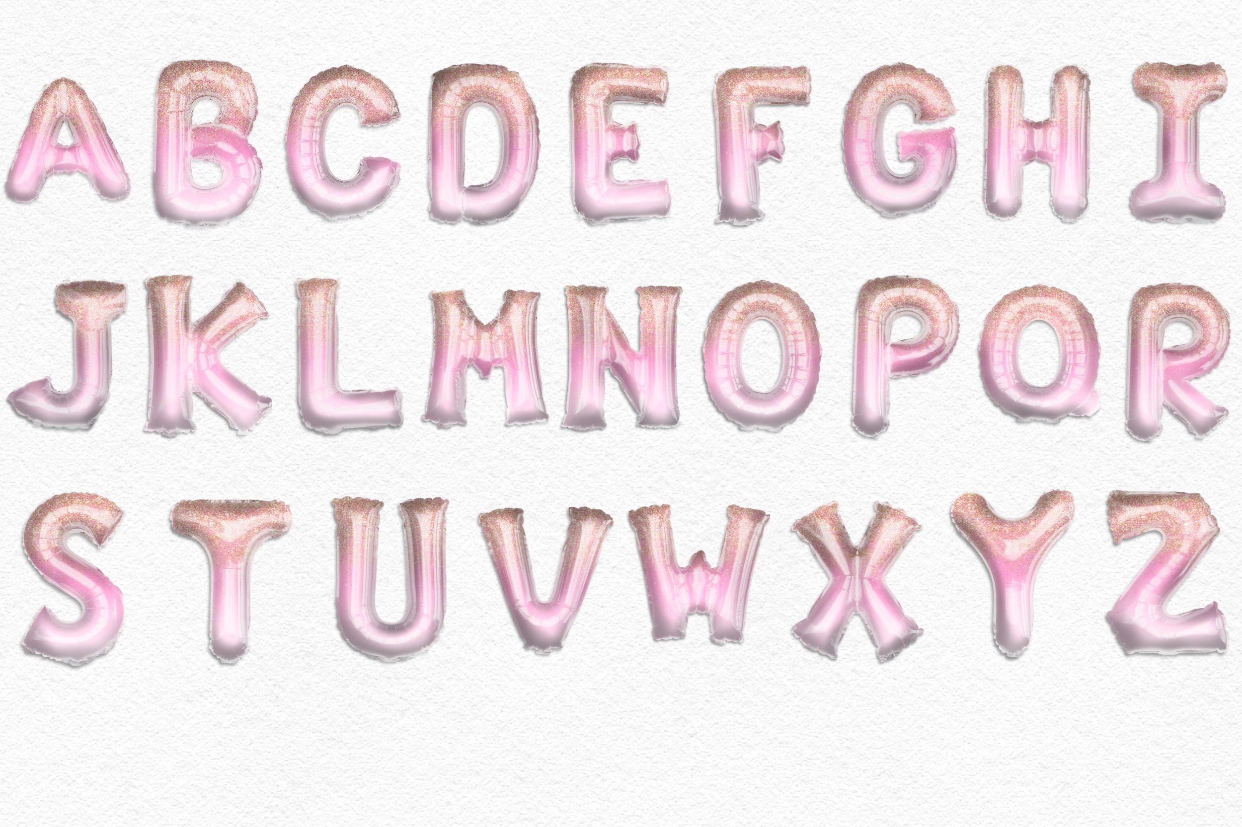 Foil Balloon Alphabet Clipart Pink Gold Glitter Foil Balloon - Etsy ...
