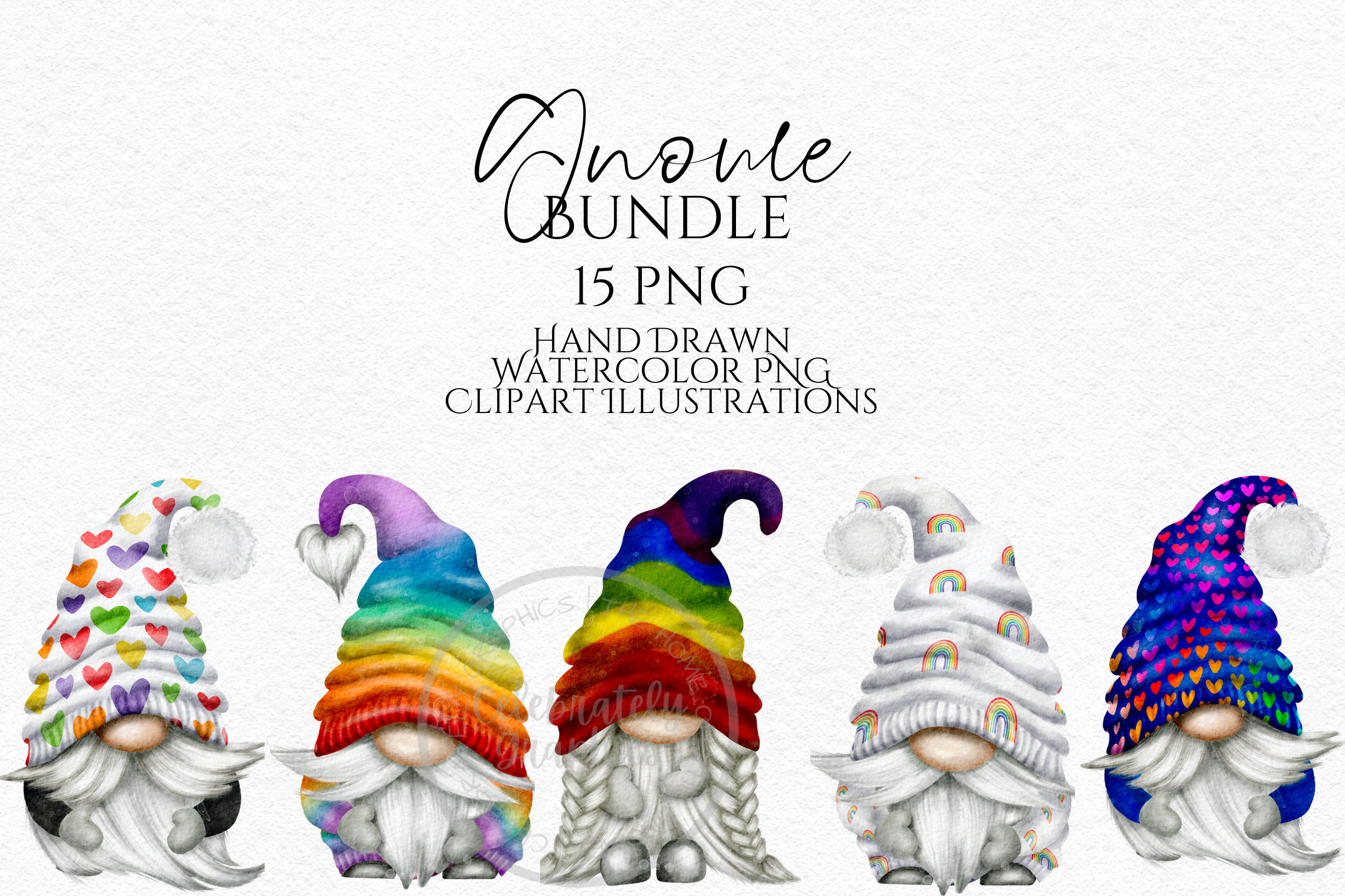 Rainbow Gnome Clipart PNG Bundle Rainbow Gonk Hand Drawn - Etsy UK