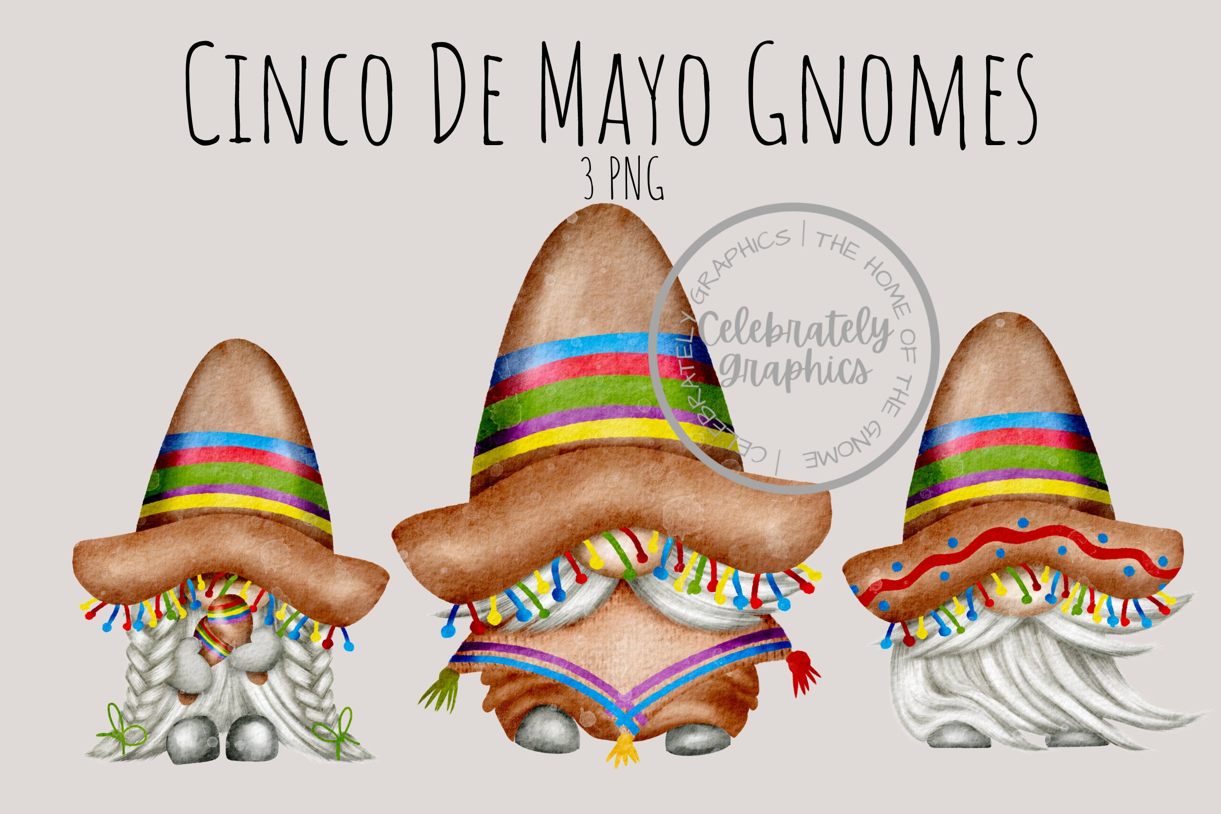 Cinco De Mayo Gnome Clipart Hand Drawn Watercolor Gnome - Etsy