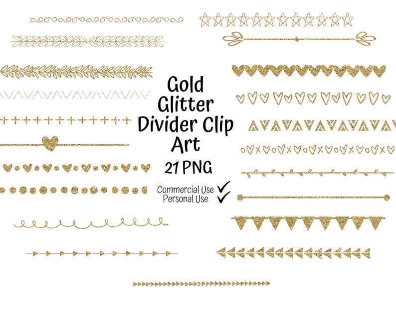 Gold Glitter Dividers Commercial Clipart Gold Dividers Glitter | Etsy